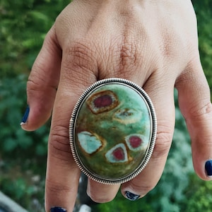 Ruby Fuchsite Ring 925 Solid Sterling Silver Ruby in Fuchsite Statement Ring,boho Ring,gift for ...