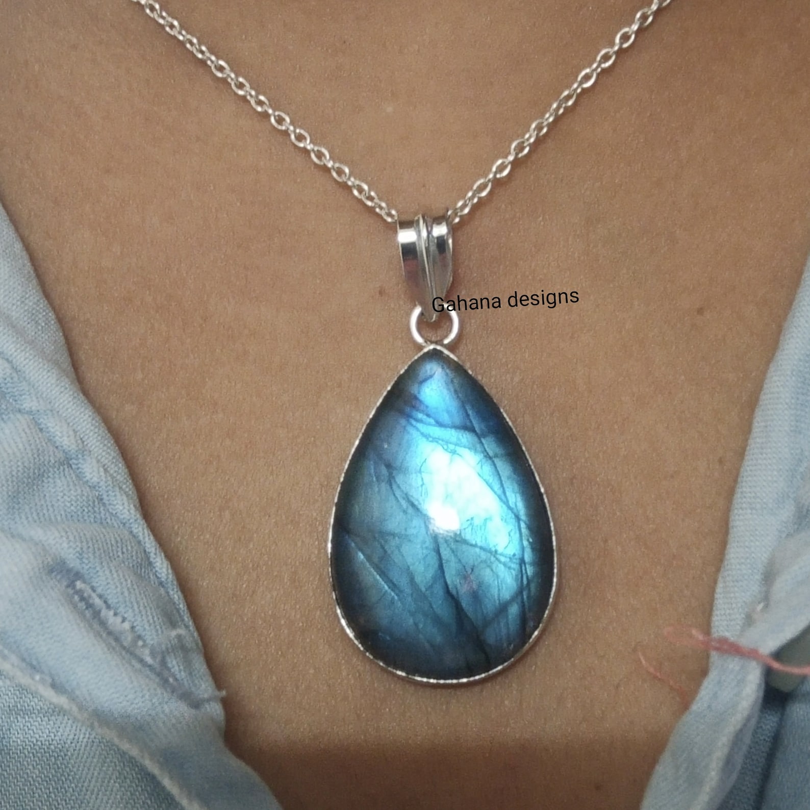 Labradorite Pendant,925 Sterling Silver,stunning Deep Blue Labradorite ...