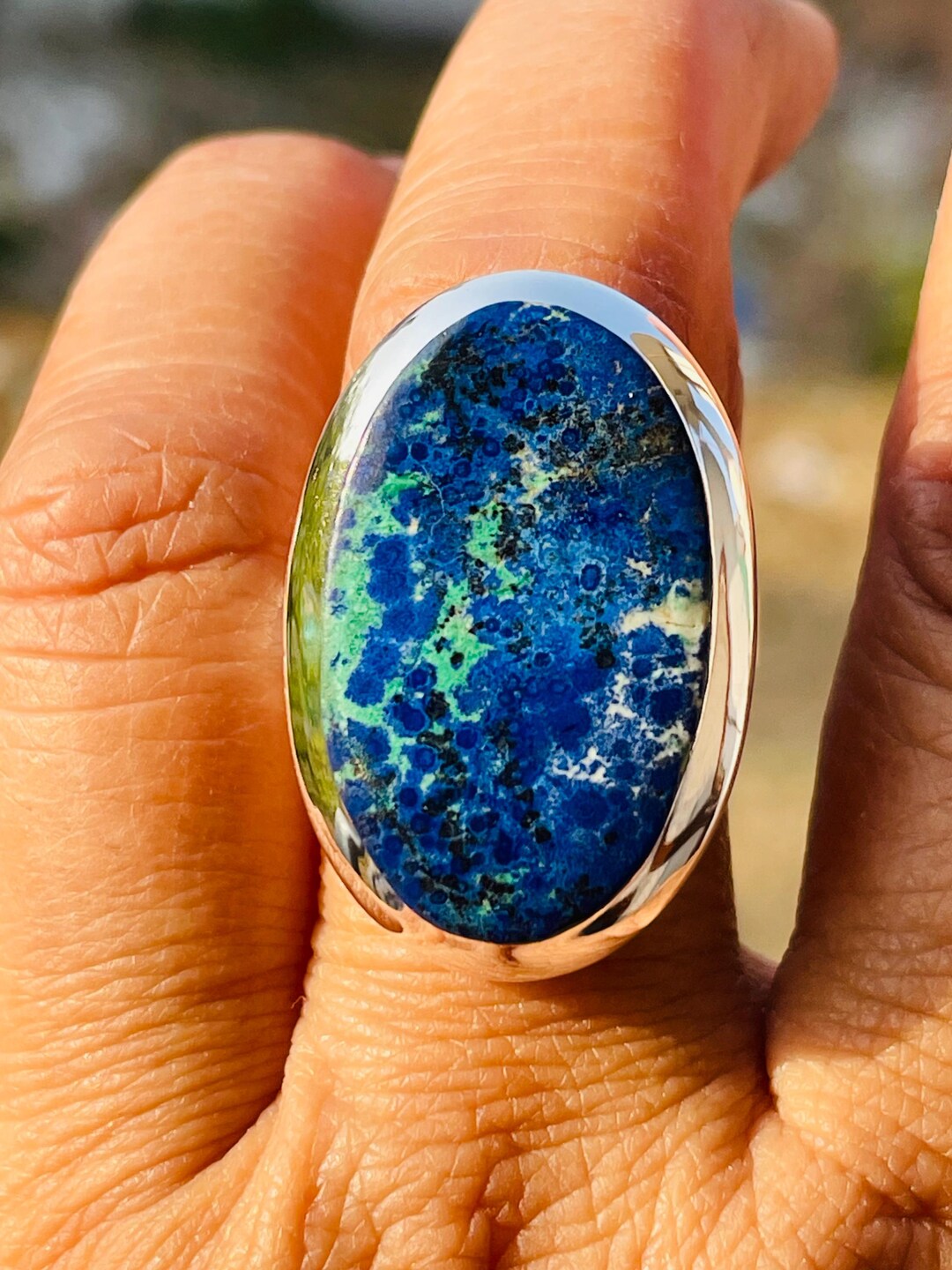 Rare Blue Bird Azurite Gemstone Solid Silver Ring OLD MINE Azurite ...