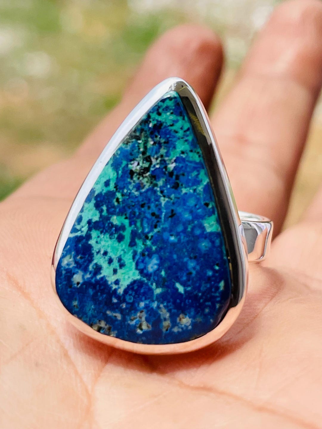 Rare Bluebird Azurite Ring: Handmade Sterling Silver, Old Mine Gemstone ...