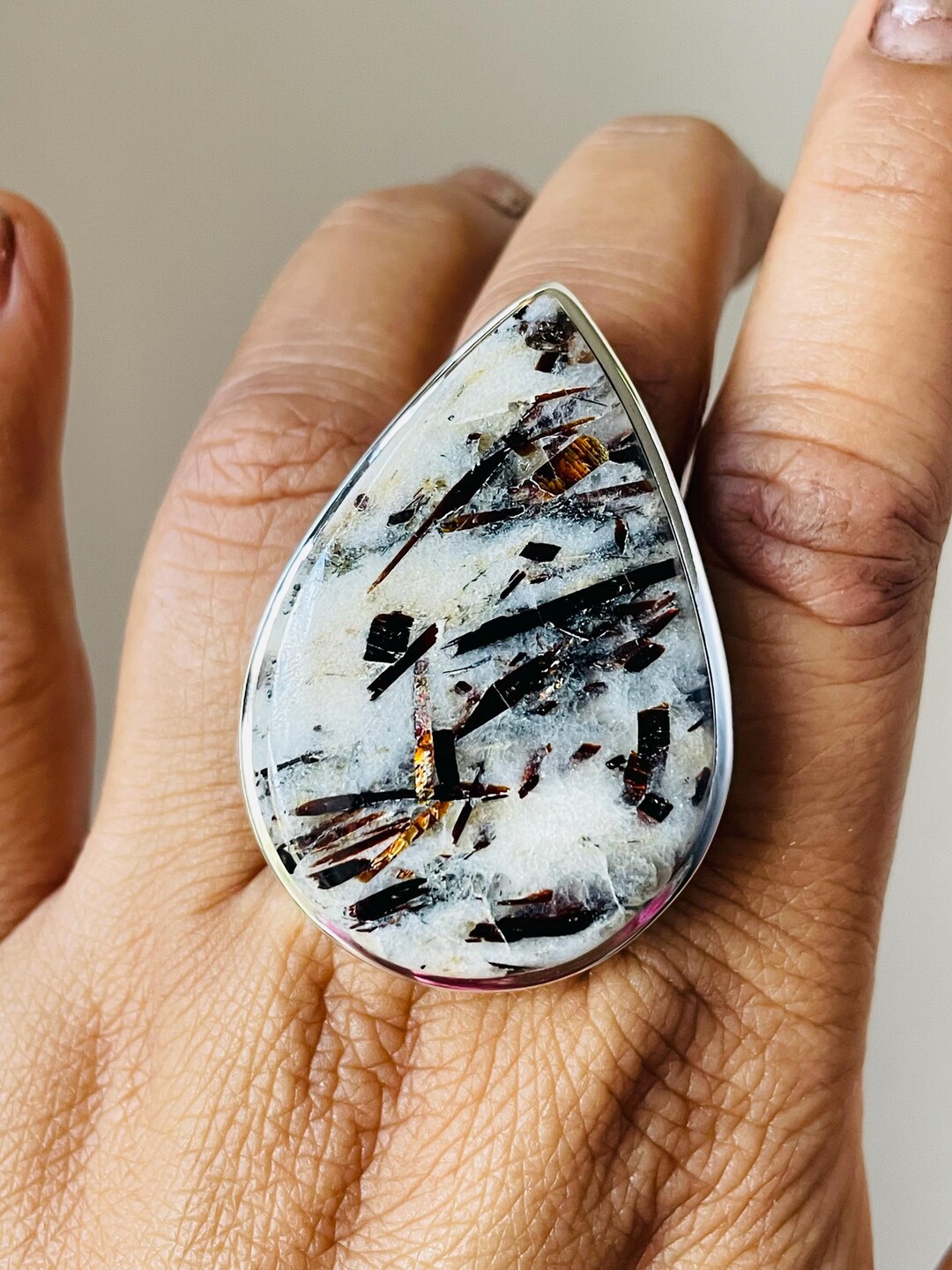 Rare Astrophyllite Crystal Solid 925 Sterling Silver Ring,natural Gem ...