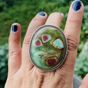 Ruby Fuchsite Ring 925 Solid Sterling Silver Ruby in Fuchsite Statement Ring,boho Ring,gift for ...