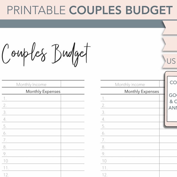 Couples Budget Template - Etsy