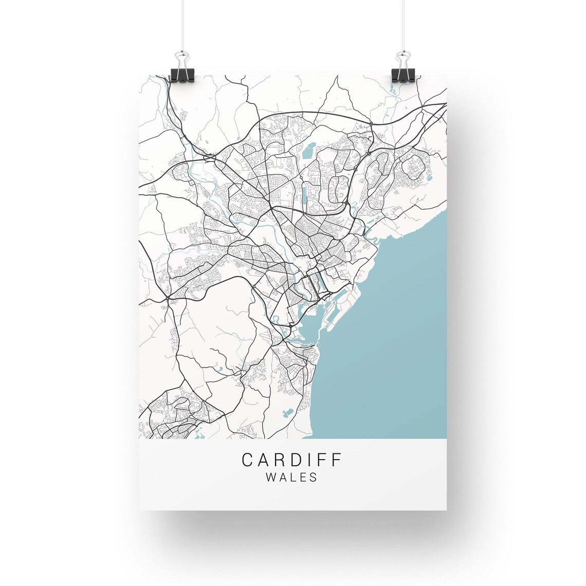 Cardiff Map Print, Cardiff Poster, Cardiff Wall Art, Cardiff Map, Map ...