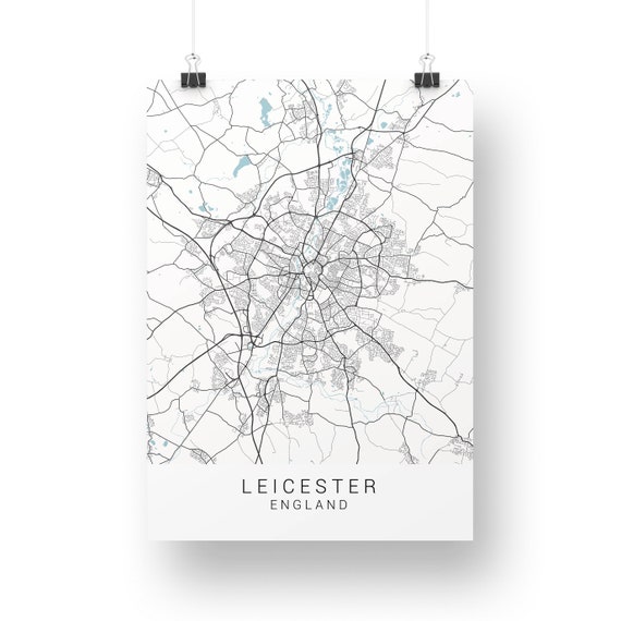 Leicester Map Print Leicester Poster Leicester Wall Art - Etsy UK