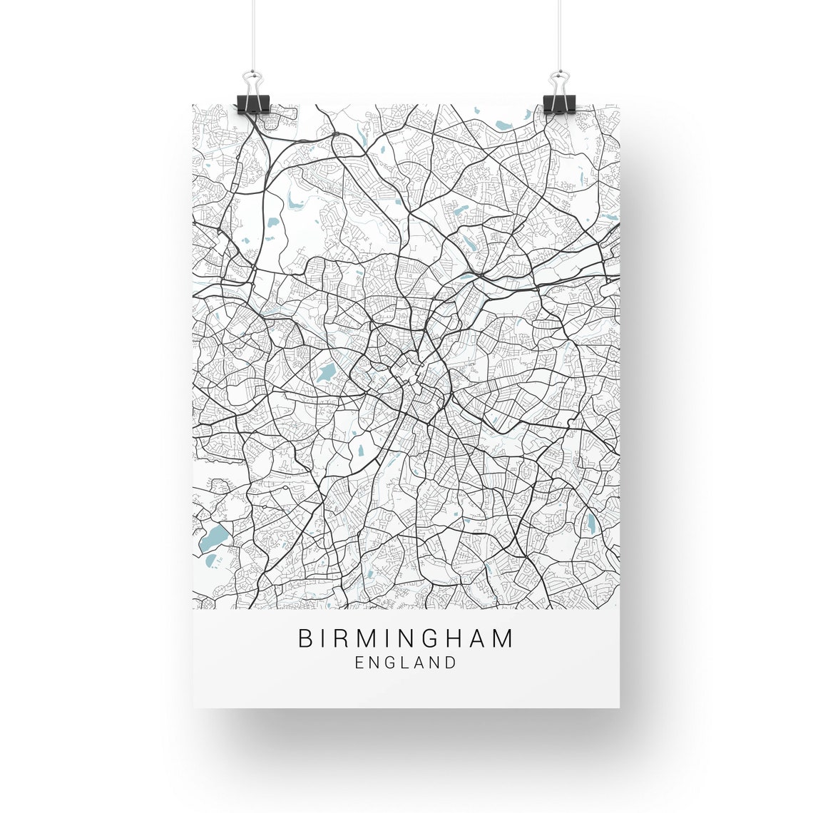 Birmingham Map Print, Birmingham Poster, Birmingham Wall Art ...