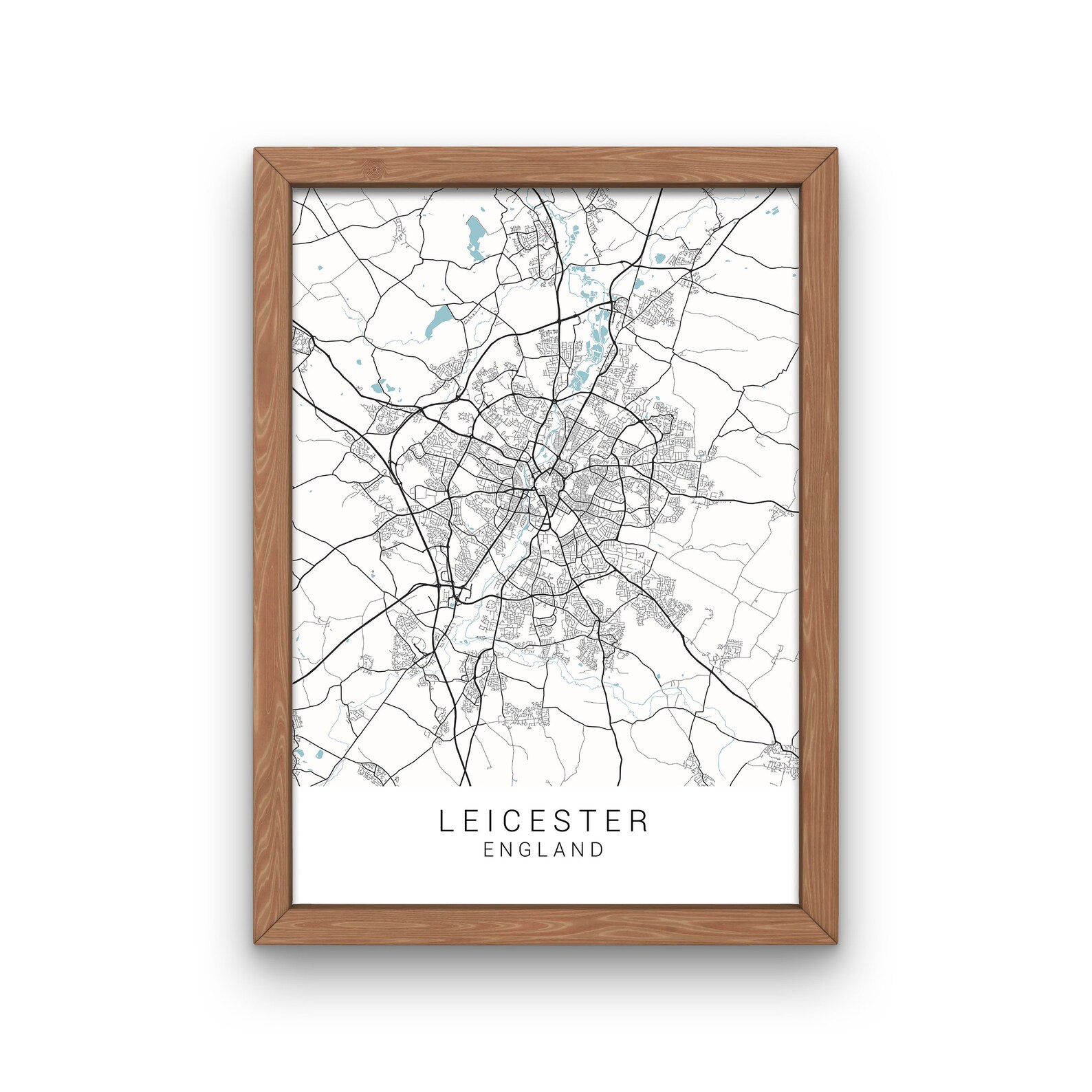 Leicester Map Print, Leicester Poster, Leicester Wall Art, Leicester ...