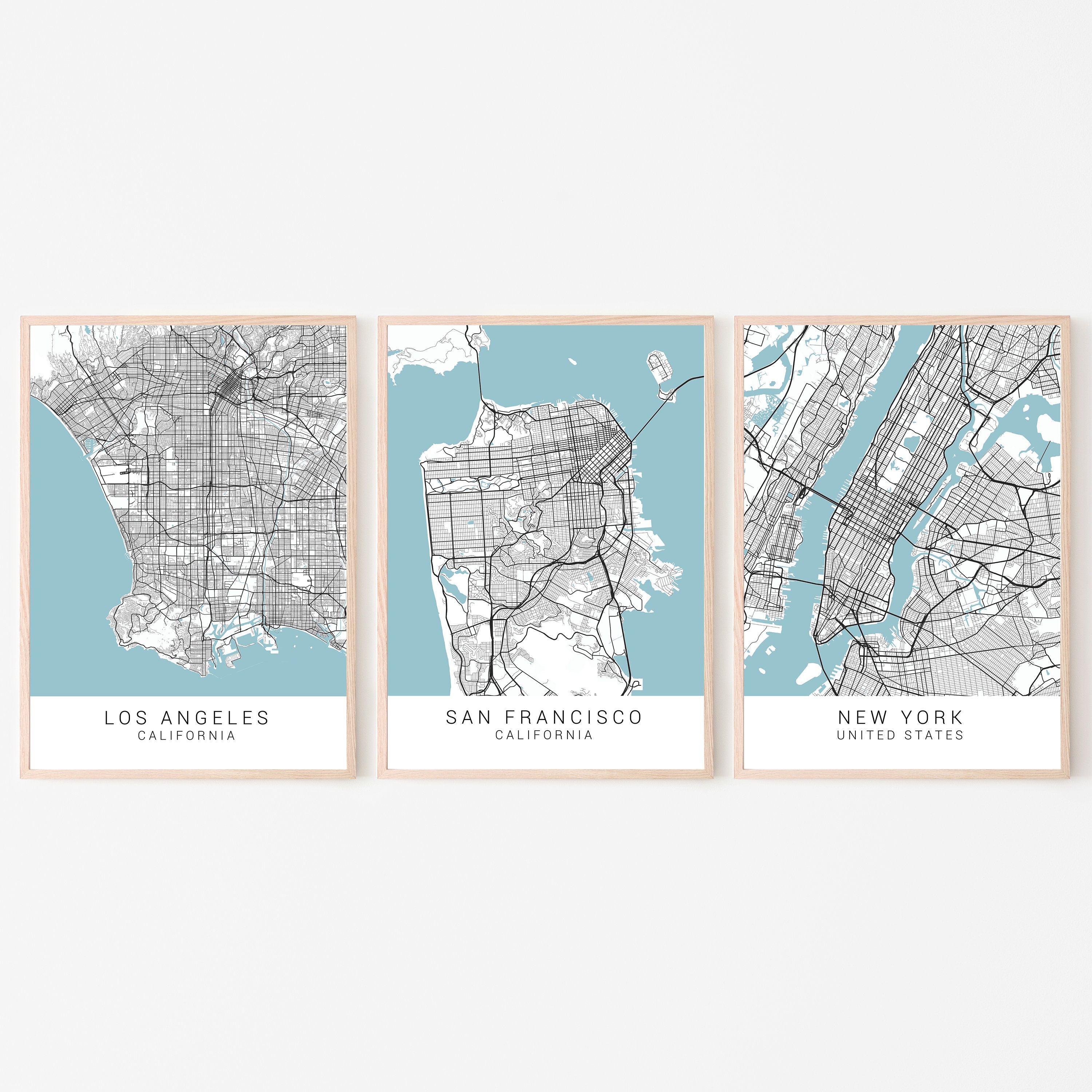 Set of Three Map Prints Set of Three Posters Set of Three - Etsy UK