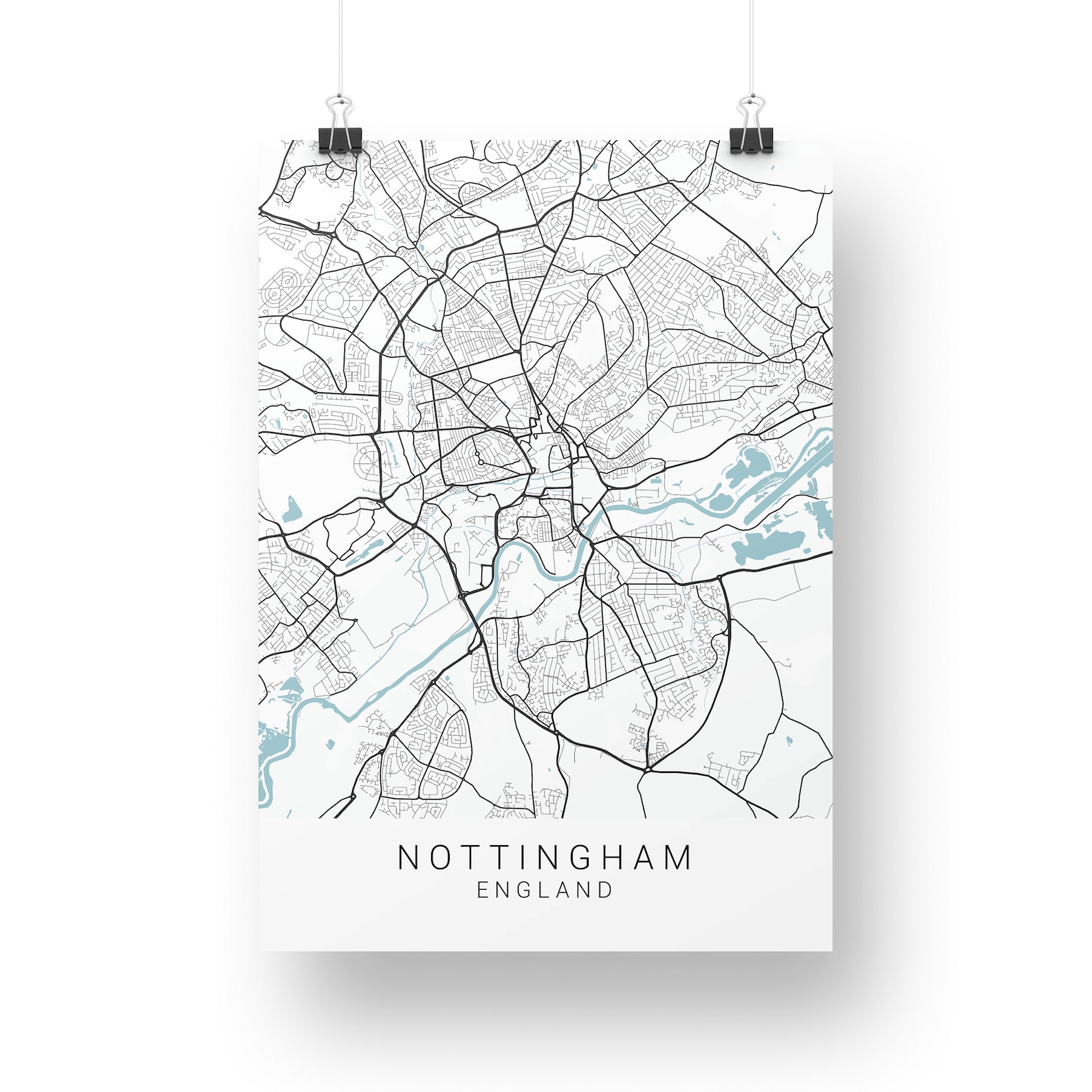 Nottingham Map Print Nottingham Poster Nottingham Map - Etsy UK