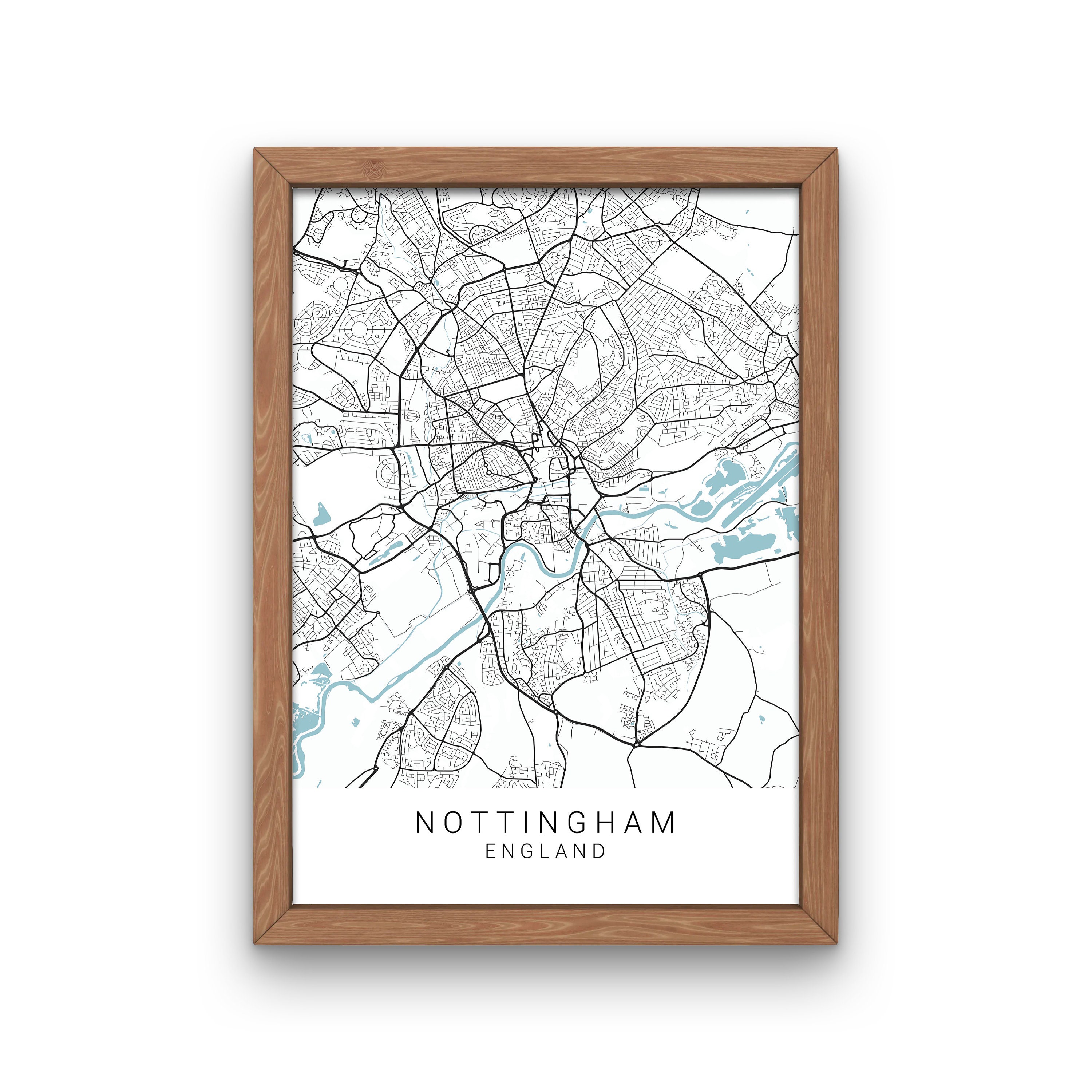 Nottingham Map Print Nottingham Poster Nottingham Map - Etsy UK