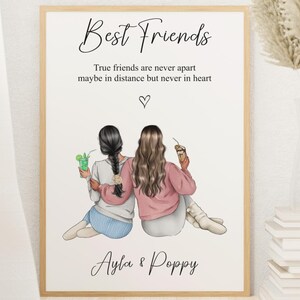 Personalised Best Friend Illustration Portrait Poster Digital Printable ...