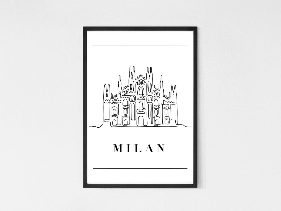 Milan Cathedral Line Drawing Print Milan Italy Poster Milan Duomo Art ...