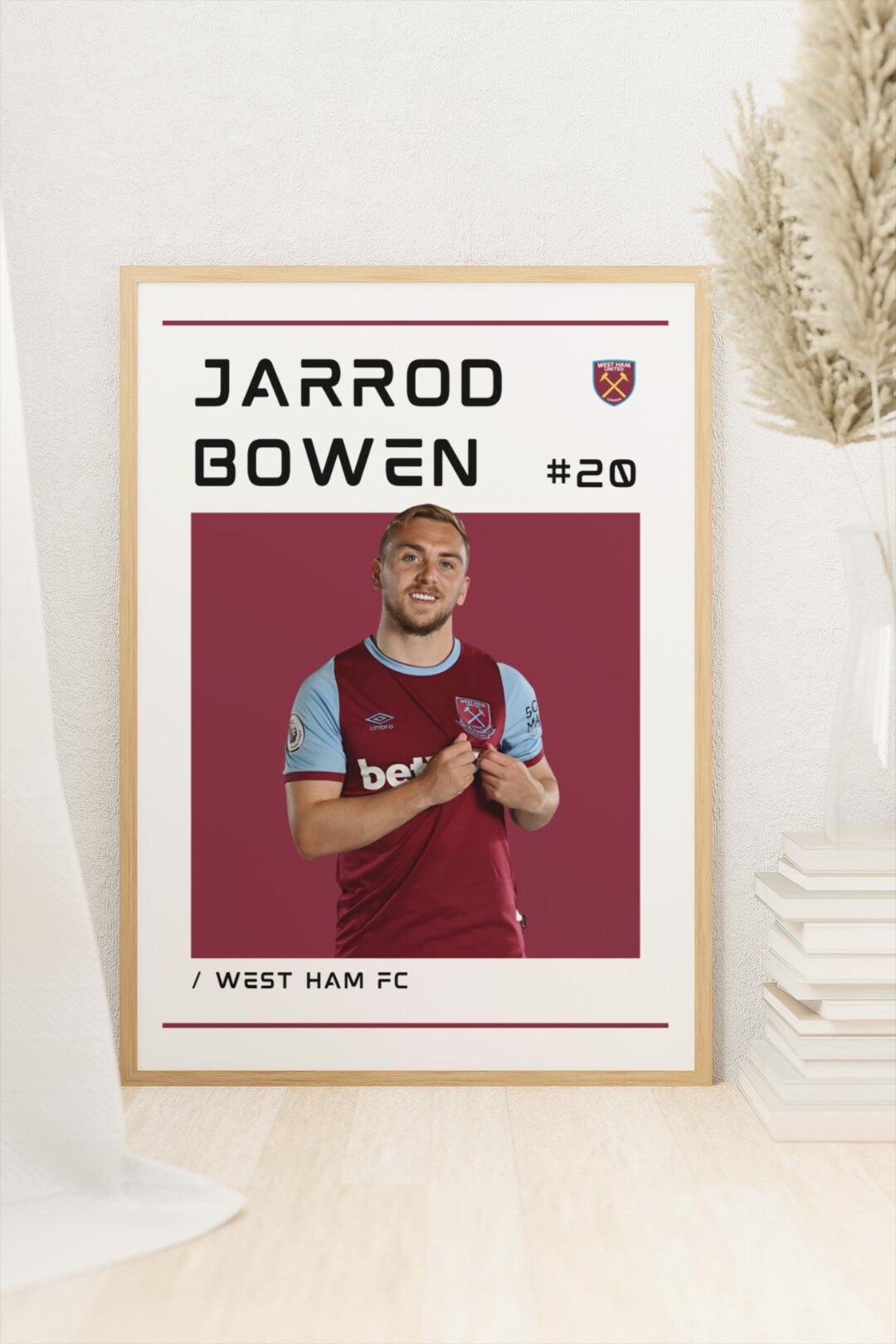 Jarrod Bowen Poster Wall Art Football Soccer West Ham FC Poster Modern ...