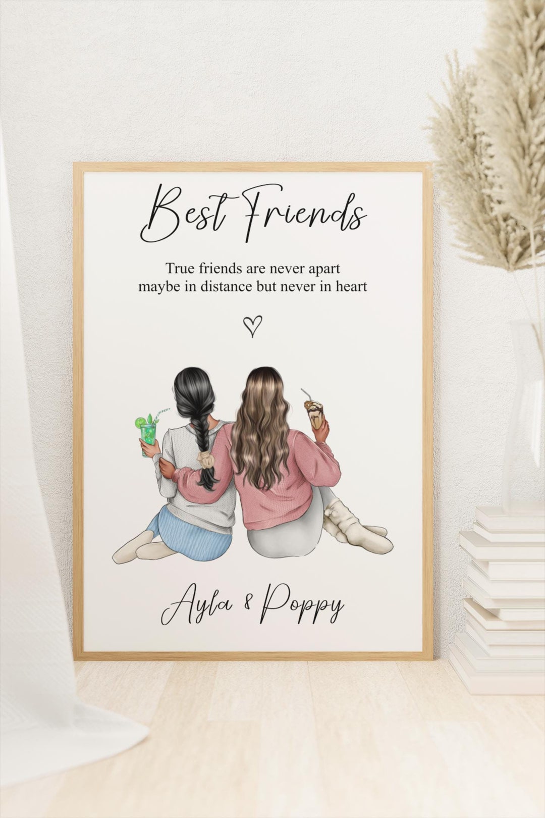 Personalised Best Friend Illustration Portrait Poster Digital Printable ...