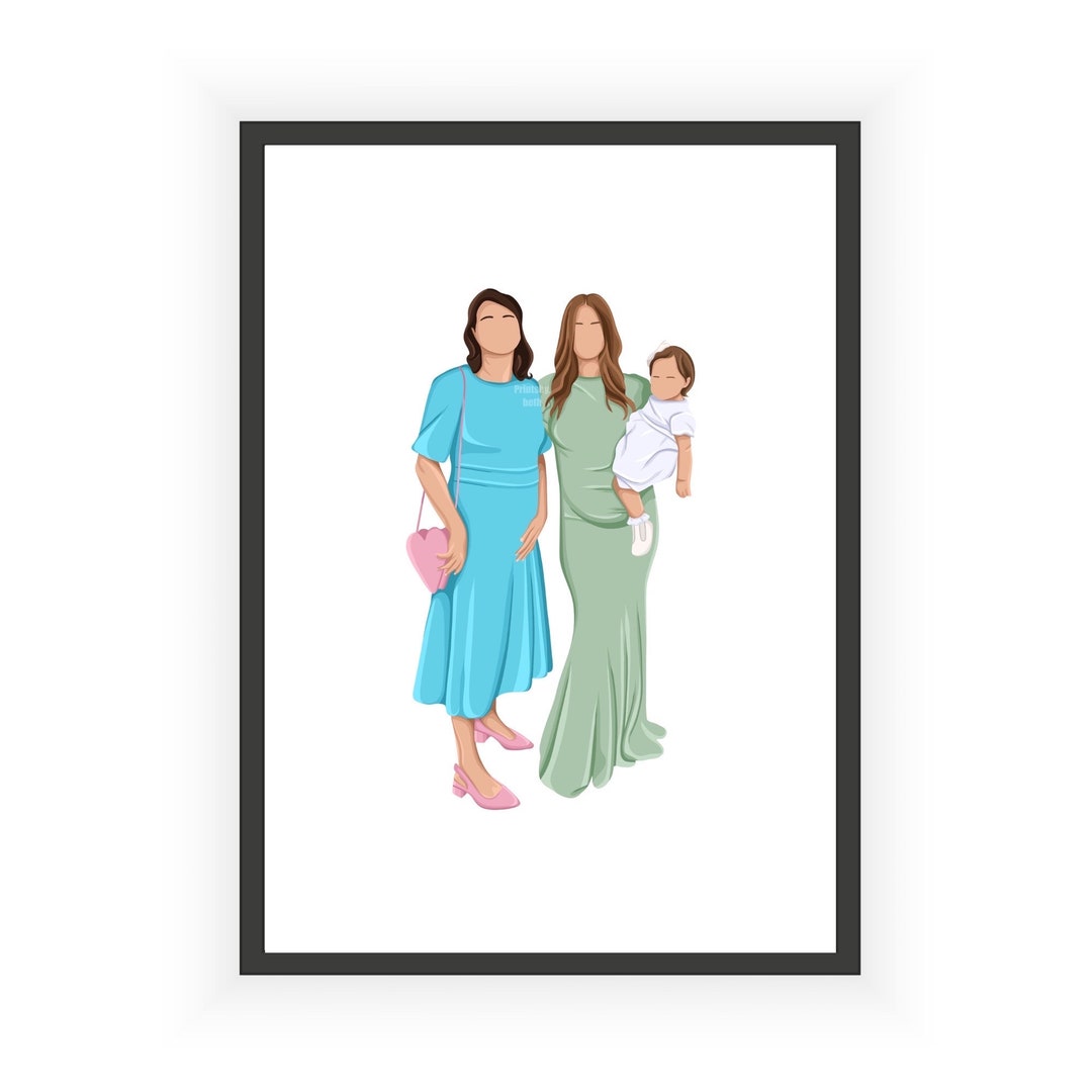 Faceless Family Portrait Family Portrait Illustration - Etsy