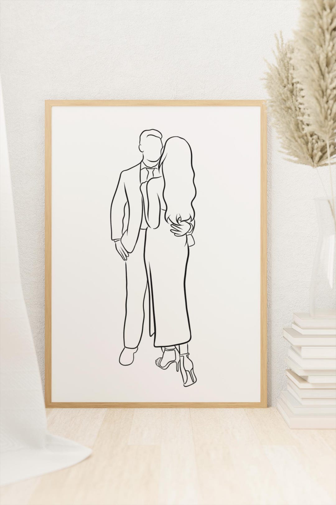 Faceless Line Art Portrait Illustration Personalised Line Art Print ...