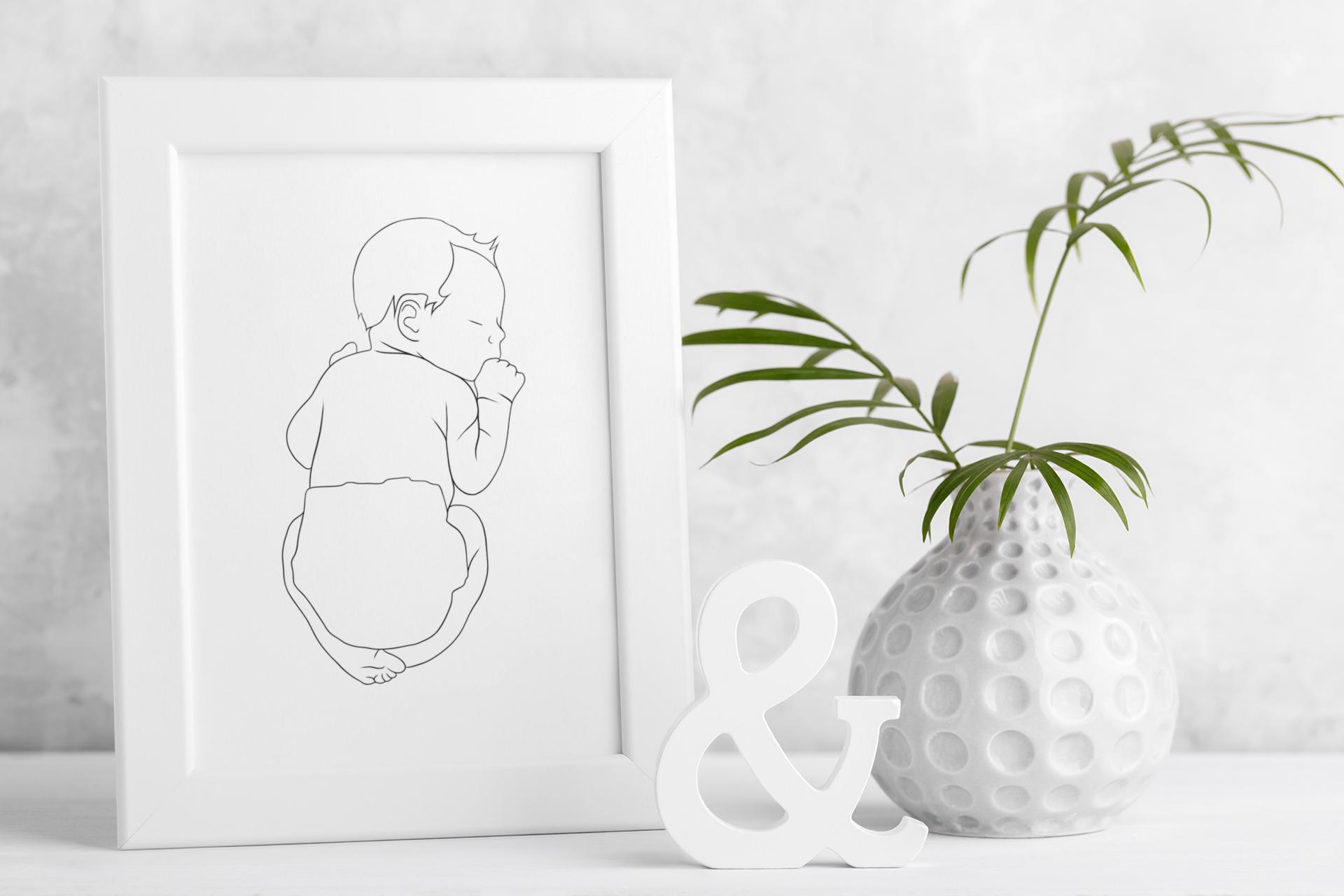 Personalised Baby Line Art Drawing New Baby Gift Baby Birth Poster ...