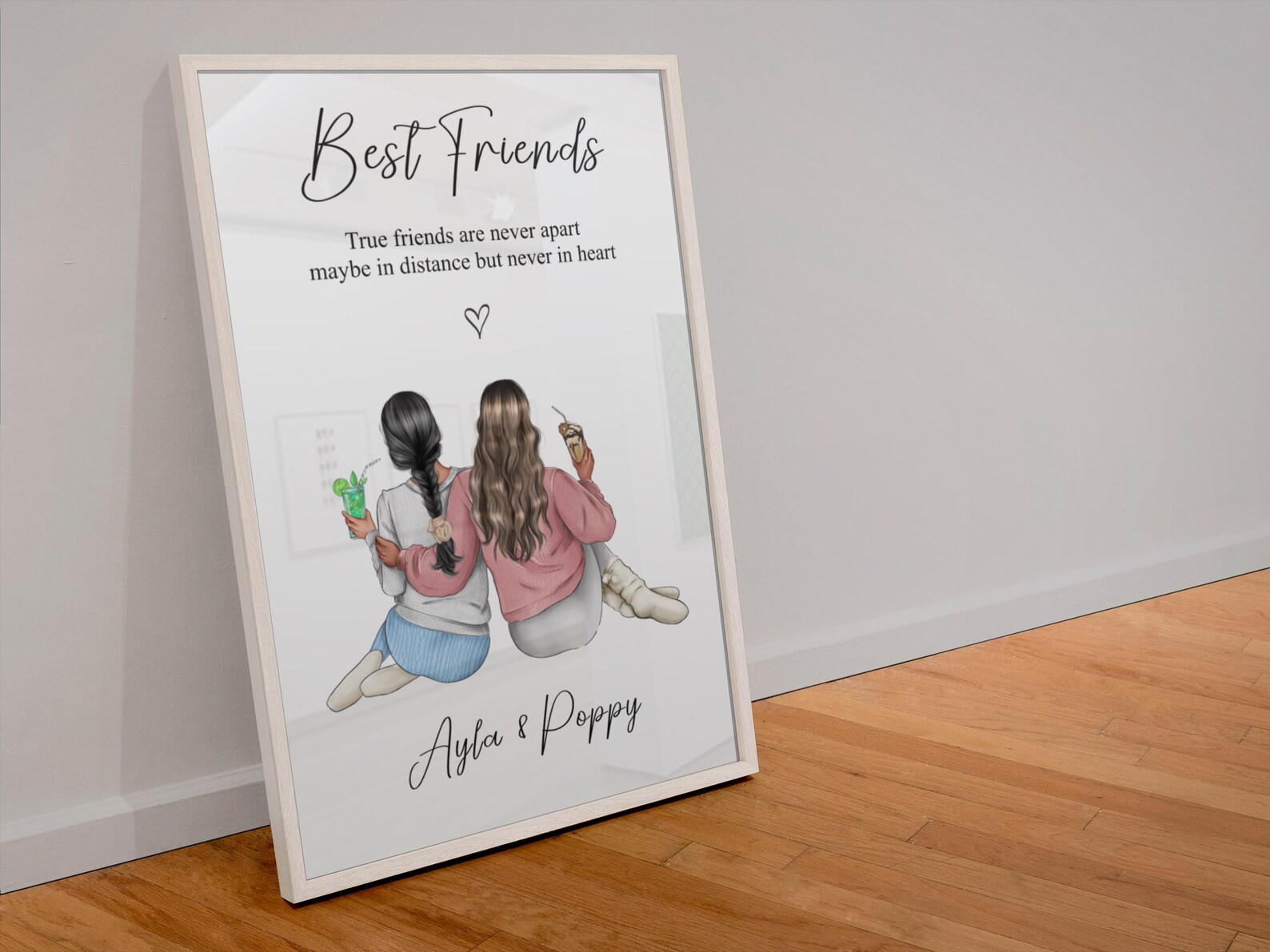 Personalised Best Friend Illustration Portrait Poster Digital Printable ...
