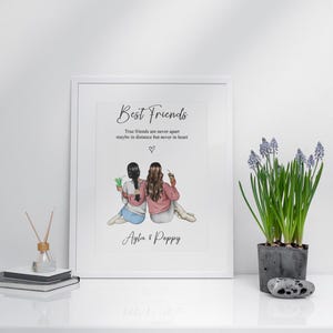 Personalised Best Friend Illustration Portrait Poster Digital Printable ...