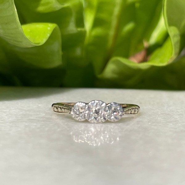 Antique Trilogy Engagement Ring - Etsy