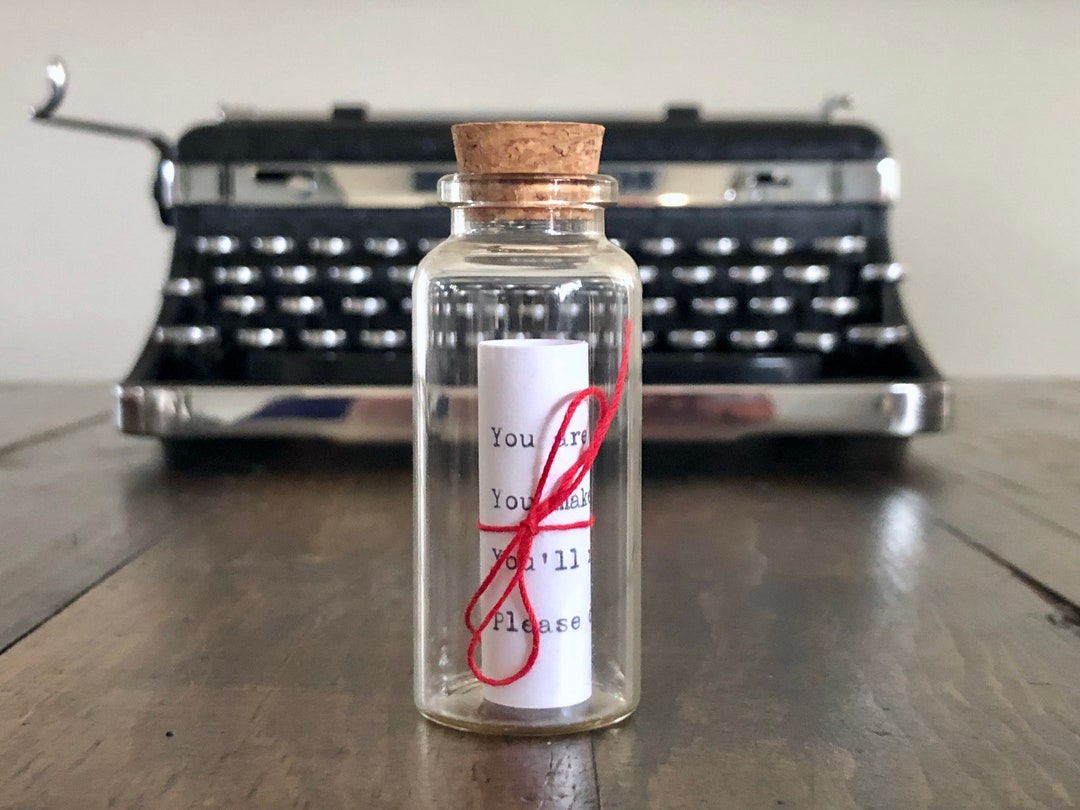 Personalized Mini Message in a Bottle: Vintage Typewriter Love Letter ...