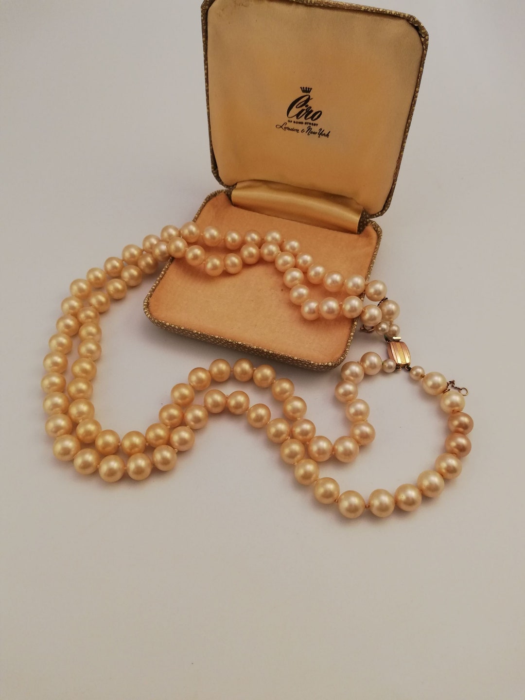 Vintage Ciro 9ct Gold Clasp Double Strand Pearl Necklace - Imitation ...