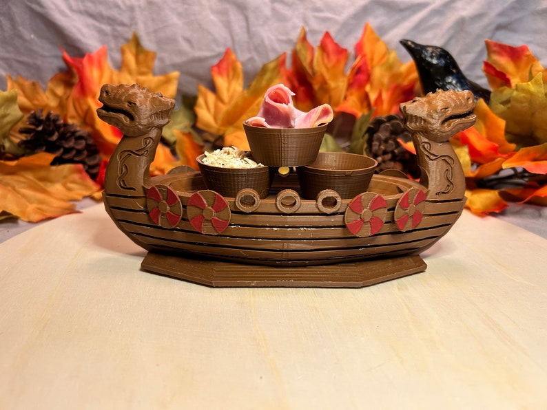 Norse Altar Offering Vessel: 3D Printed Viking Longboat With Bowls ...
