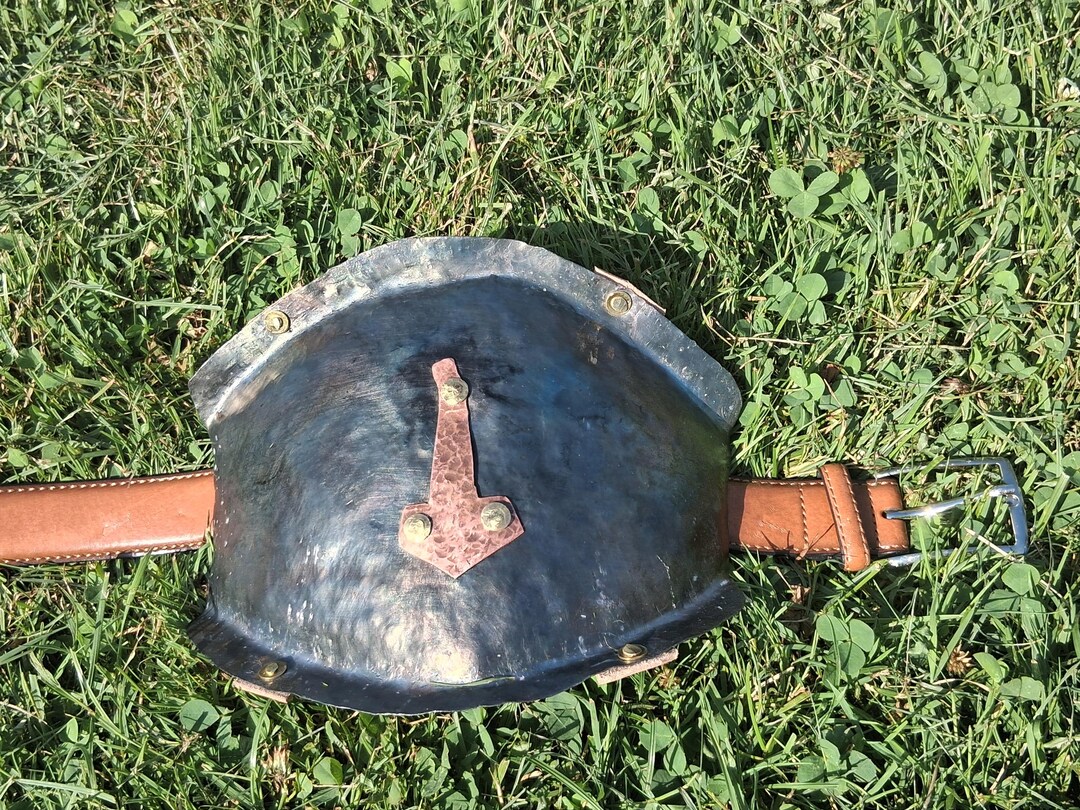 Hand Forged Black Steel Shoulder Armor With Copper Mjolnir - Etsy