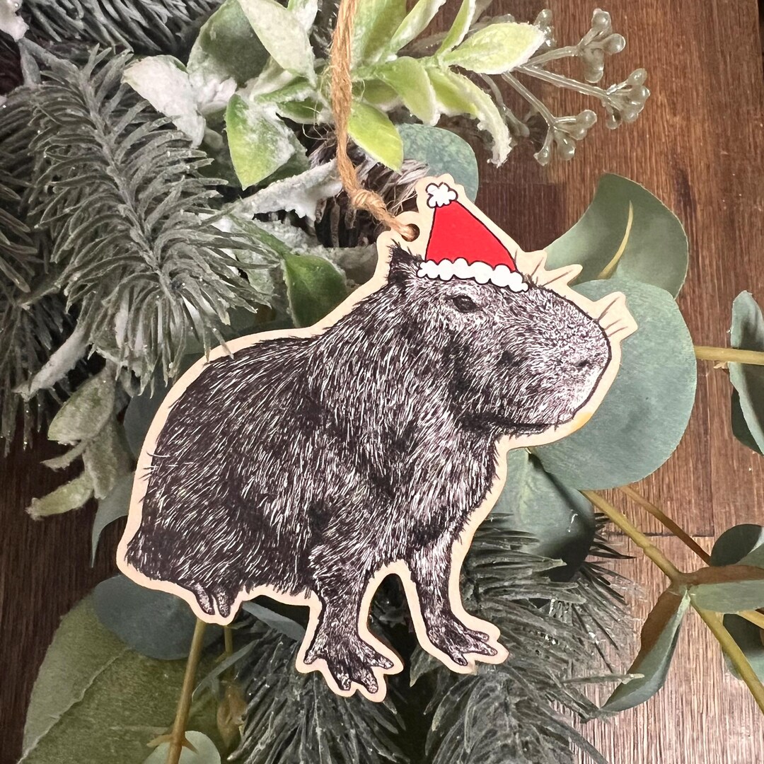 Pre-order Christmas Capybara Printed Plywood Decoration / Bauble ...