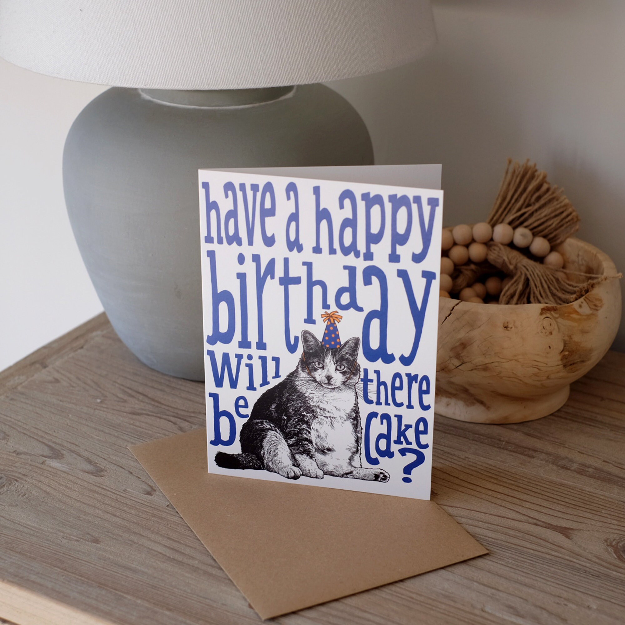 Illustrated Fat Cat Birthday Card - Etsy