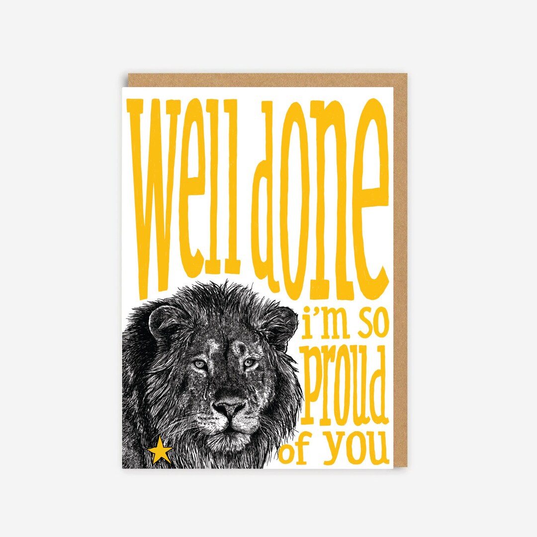 Lion Well Done Card / Proud Lion / Proud of You / Congratulations ...