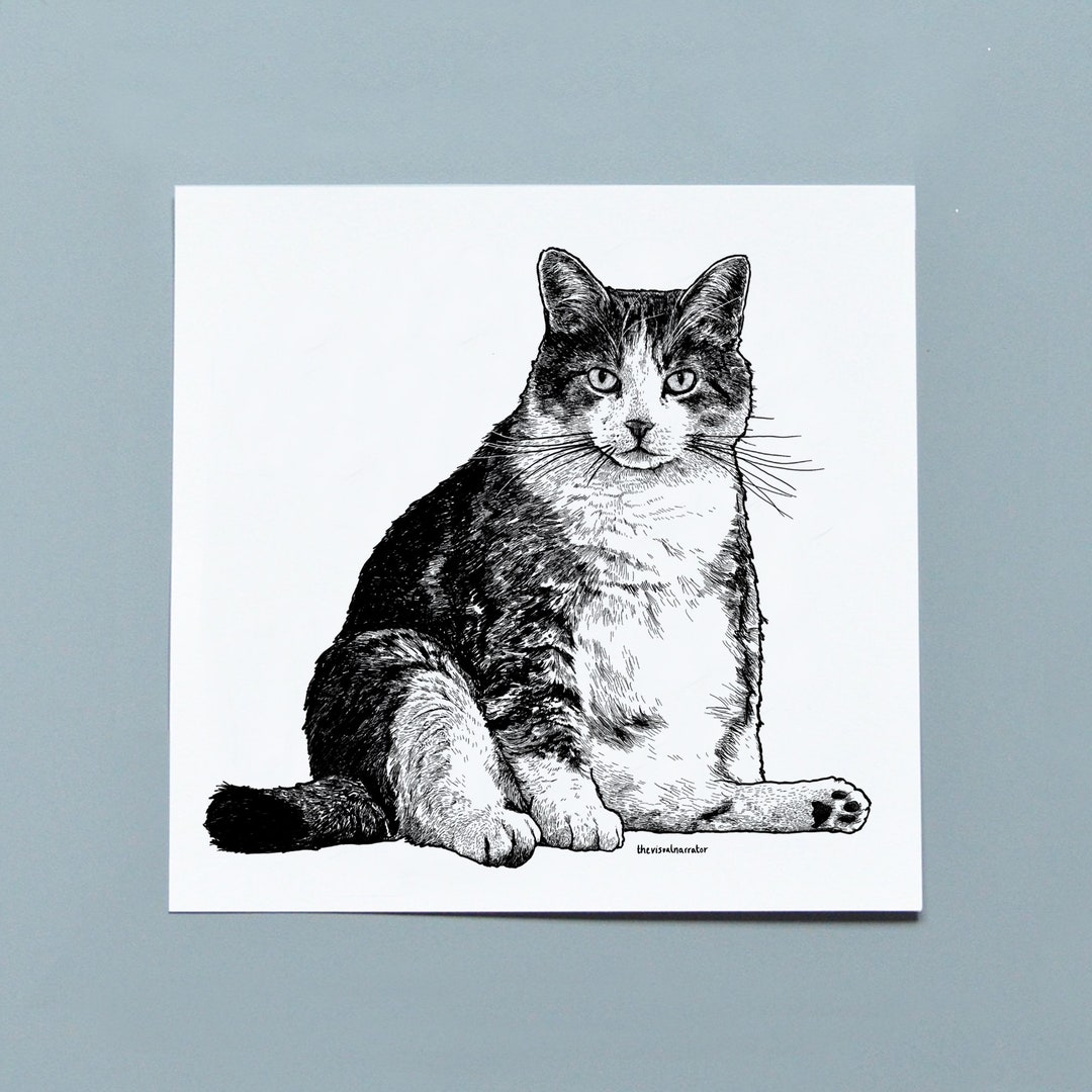Illustrated Fat Cat Print (8 X 8" / 10 X 10") - Etsy
