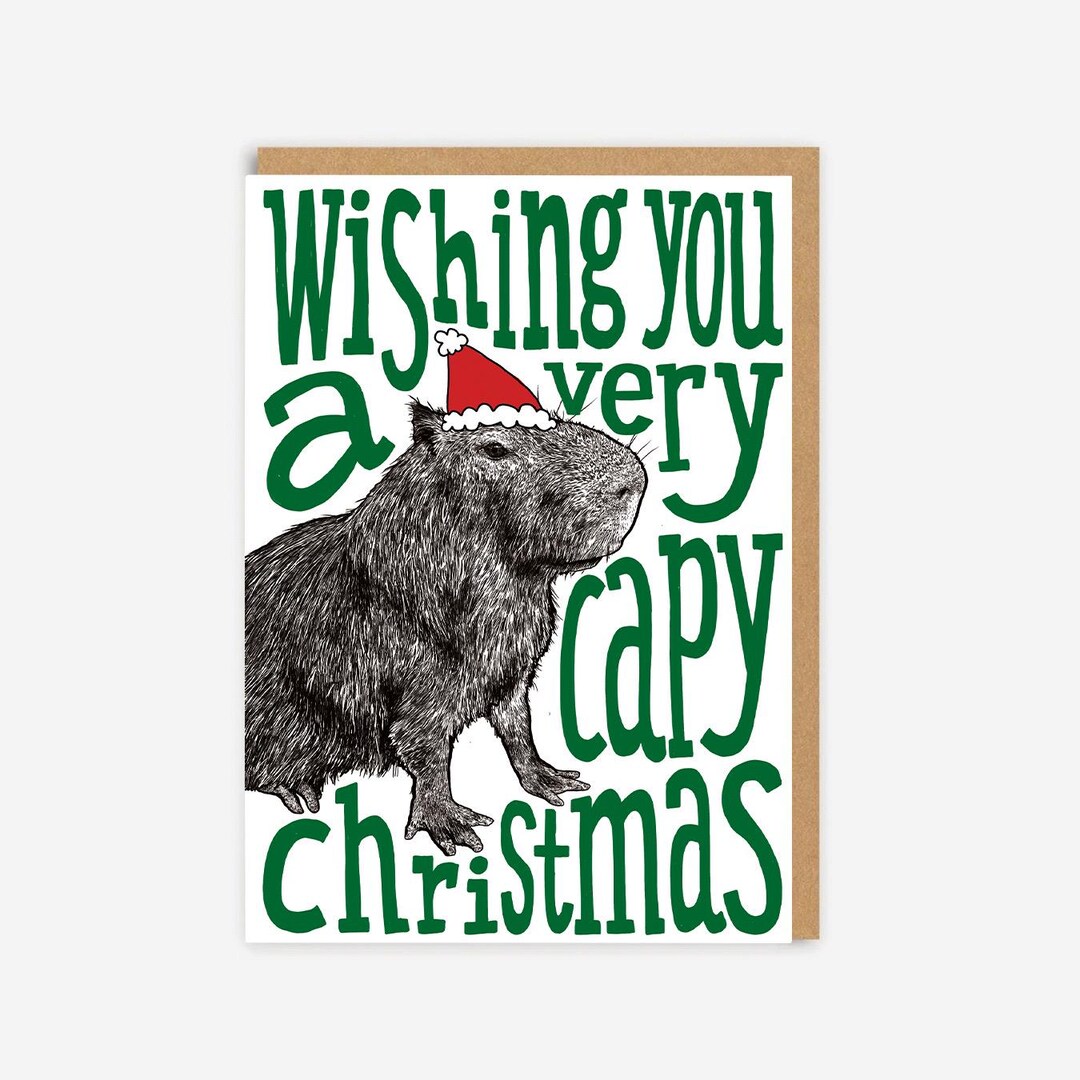 Capy Christmas Card / Capybara / Funny Animal Card / Illustrated Cards ...