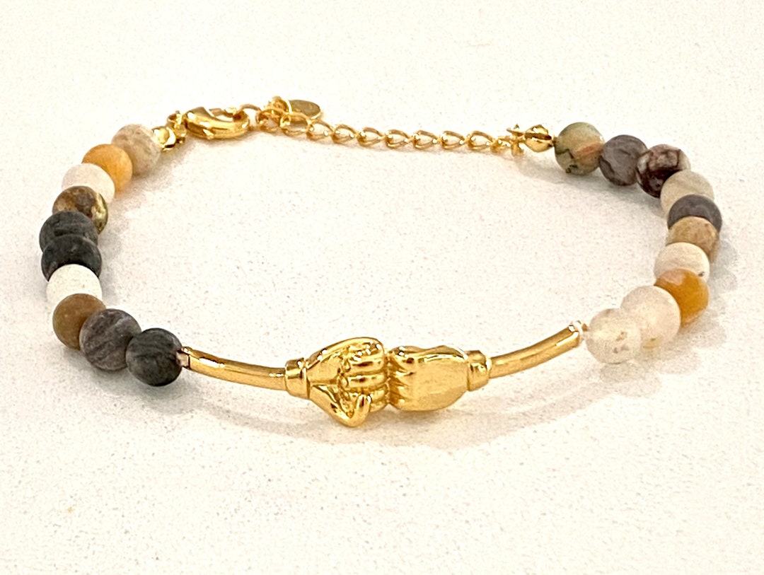 Gold Fist Bump Bead Bangle - Etsy