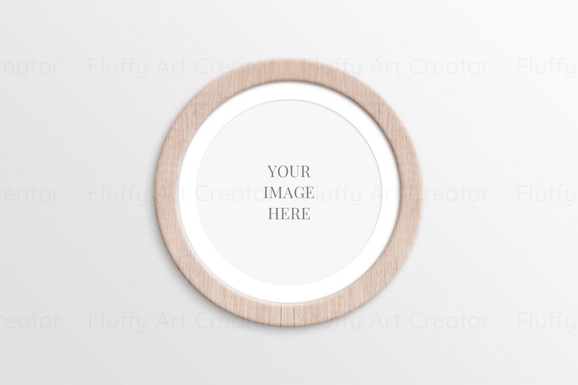 Wooden Round Picture Frame Mockup, Round Wooden Frame Mockup, Bohemian ...