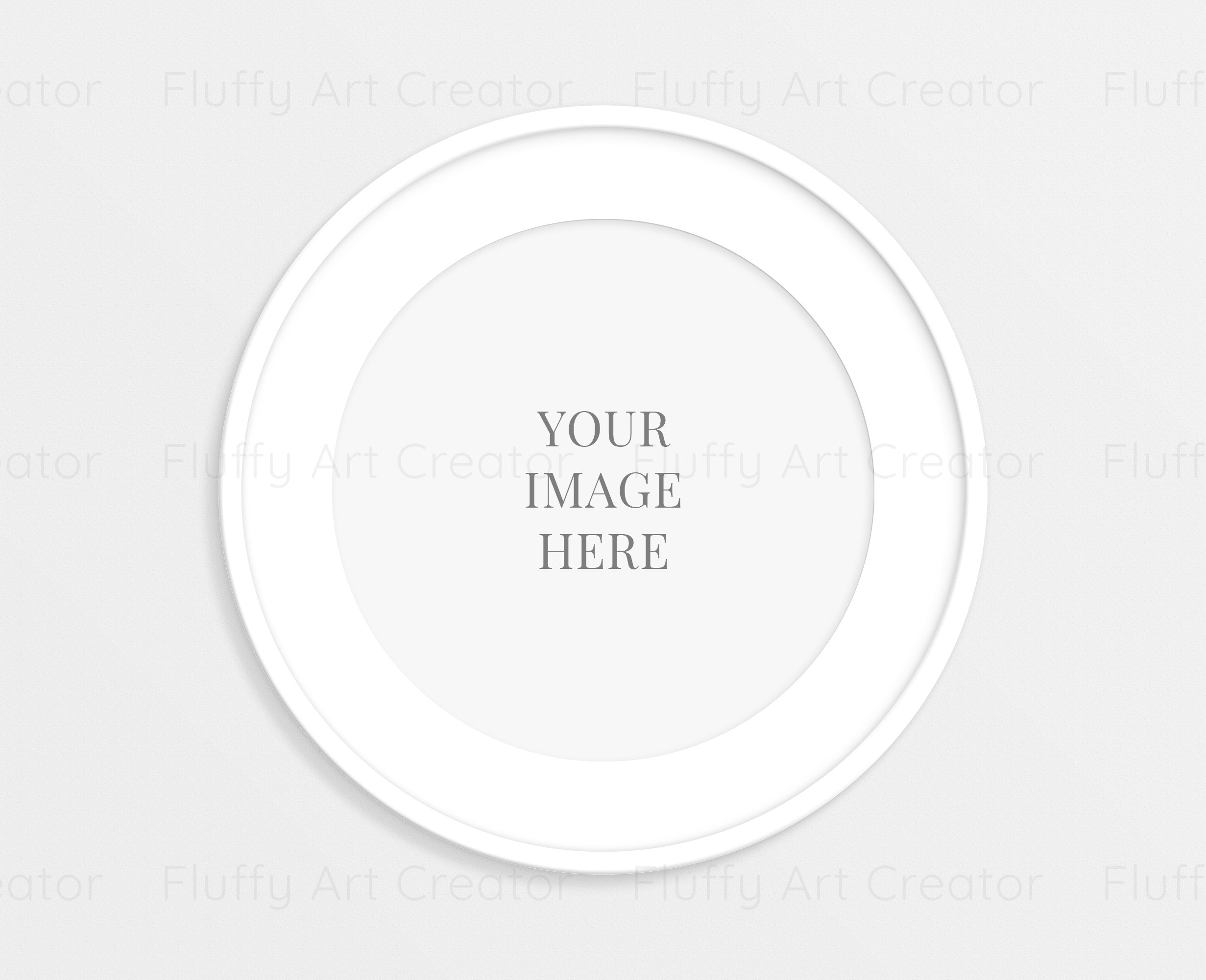 White Round Picture Frame Mockup, White Round Wall Frame Mockup, White ...