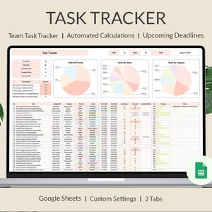 Task Tracker Google Sheets Template, Team Project Management, Employee ...