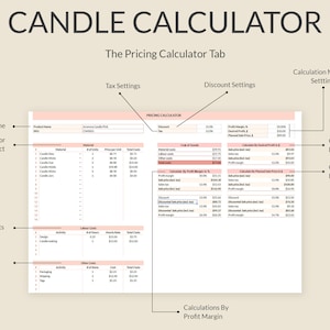 Candle Calculator Spreadsheet to Price Handmade Candles, Candle Making ...