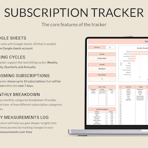 Simple Subscription Tracker Google Sheets Spreadsheet, Monthly ...