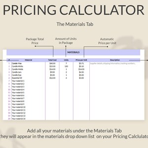 Purple Pricing Calculator Spreadsheet to Price Handmade Products ...
