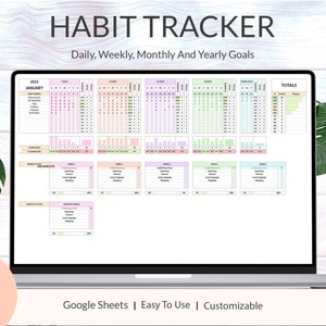 Digital Habit Tracker Google Sheets Spreadsheet Daily - Etsy