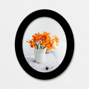 Oval Frame Mockup 8x10, Black Oval Picture Frame, Black Oval Wall Frame ...