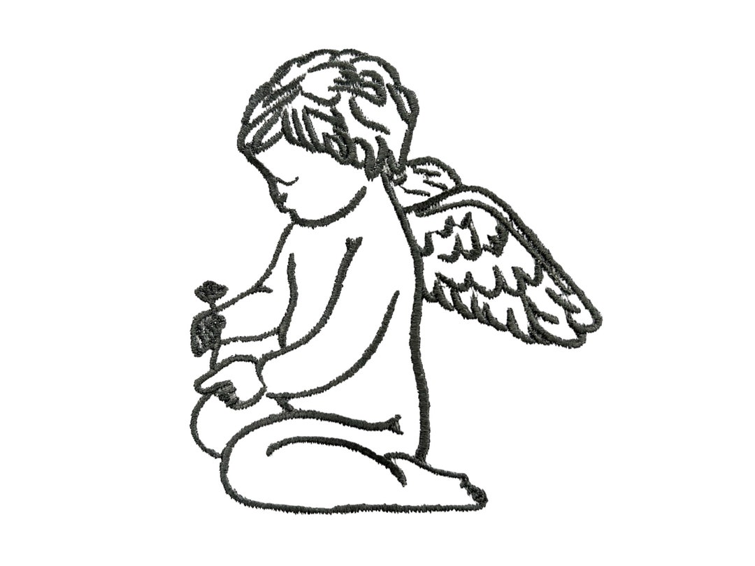 Angel Holding Flower Embroidery Design - Etsy