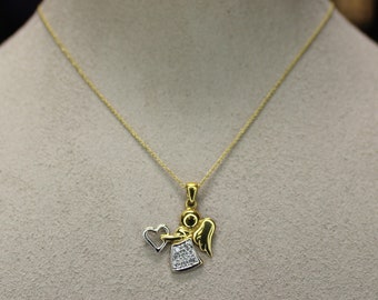 18k Gold Angel Pendant - Etsy