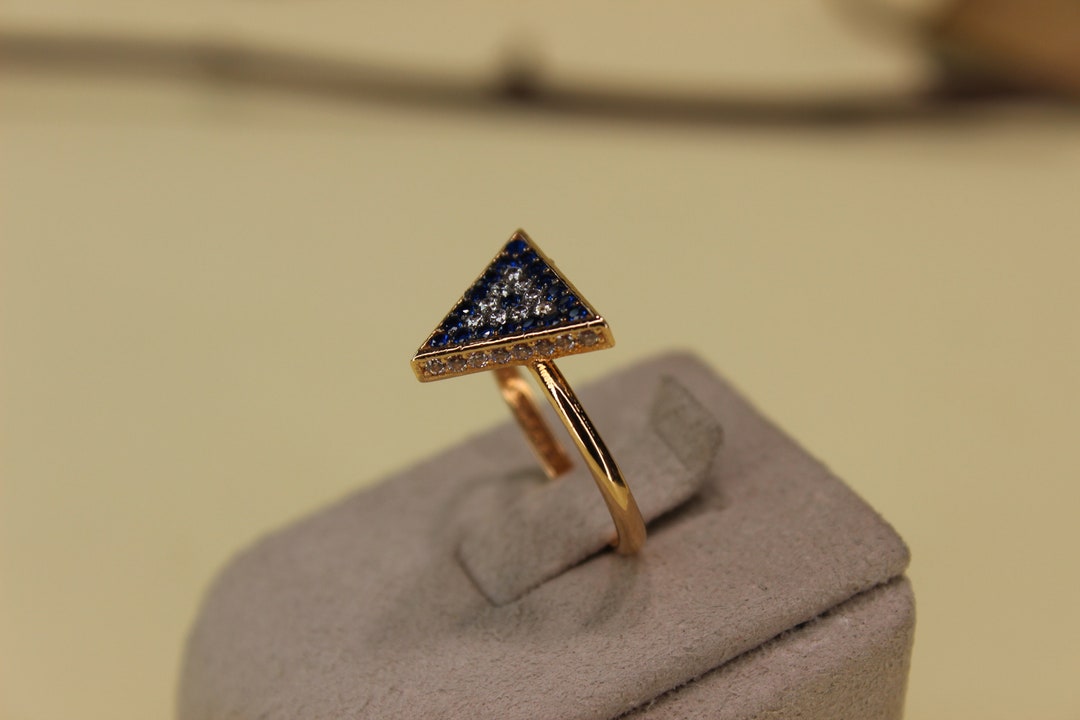 Buy 14K Real Gold Triangle Talisman Evil Eye Ring, Protective Eye Ring ...