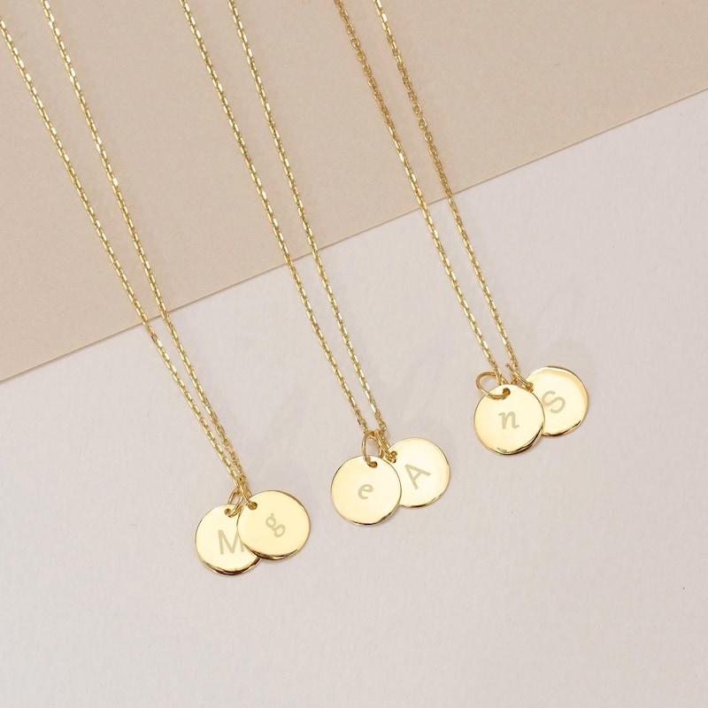 Initial Disc Pendant - Etsy UK