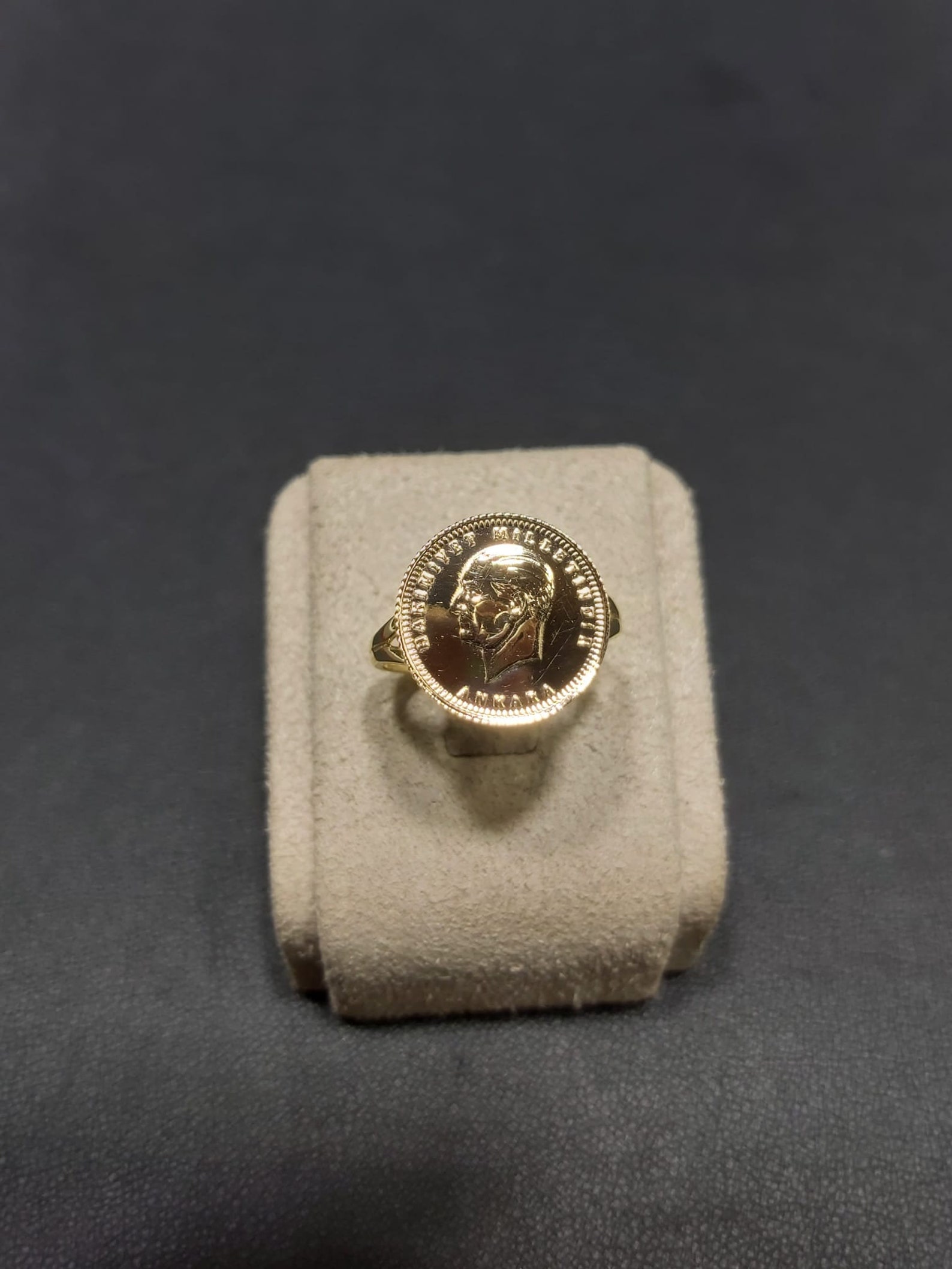 22K and 14K Gold Turkish Coin Ring, Gold Signet Ring, Statement Gold ...