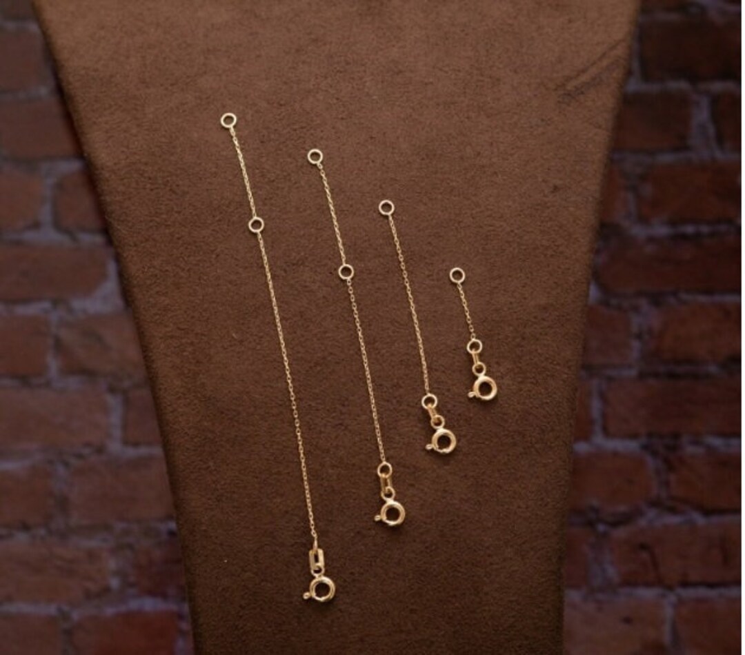 18k Solid Gold Necklace or Bracelet Extender, Adjustable Length 1 2 3 4 ...