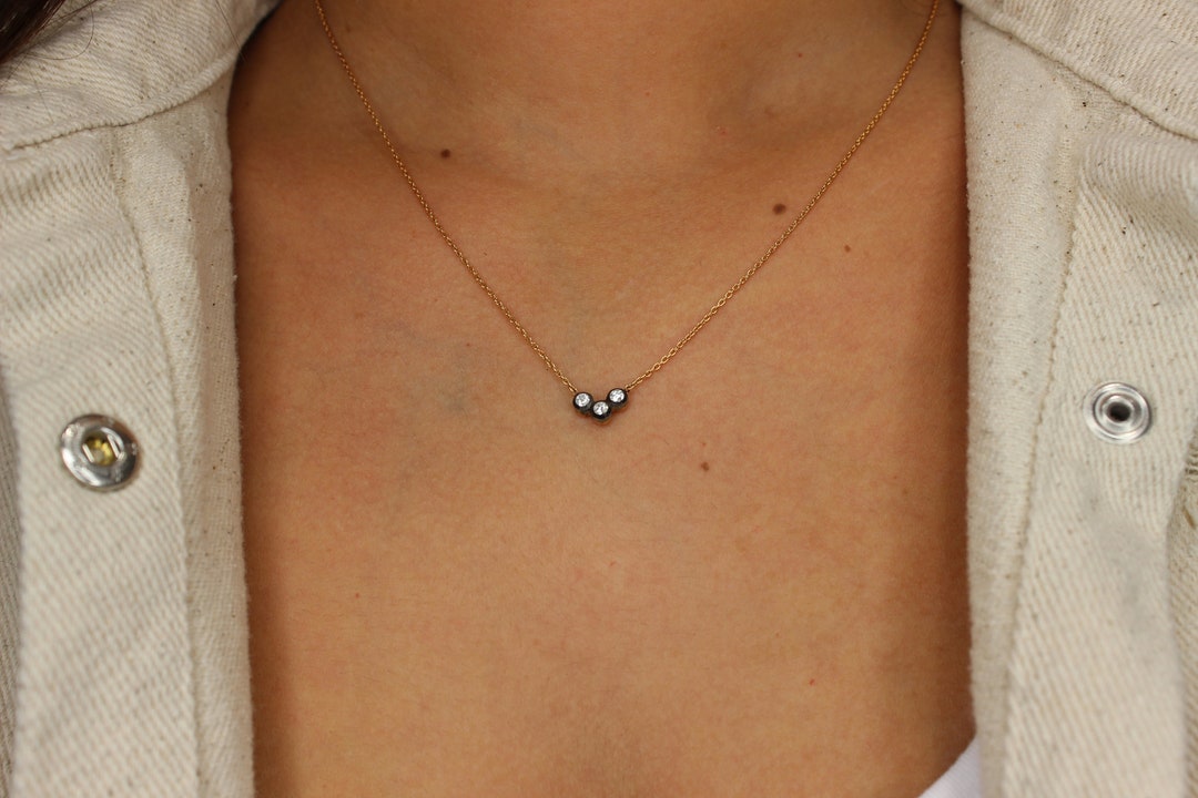 8K Solid Rose Gold Vintage Real Diamond Necklace, Antique Style ...