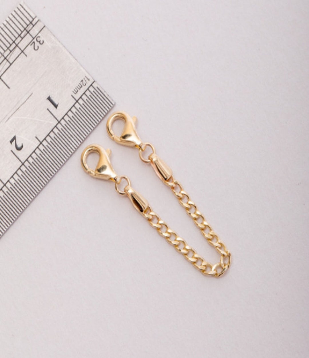14K Real Solid Gold Extender Cuban Chain With 2 Pear Closures for ...